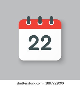 Number 22 Vector Icon Calendar Days Stock Vector (Royalty Free ...