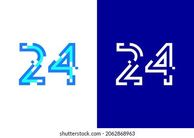 Number 24 Digital Logo Numbers Design Stock Vector (Royalty Free ...