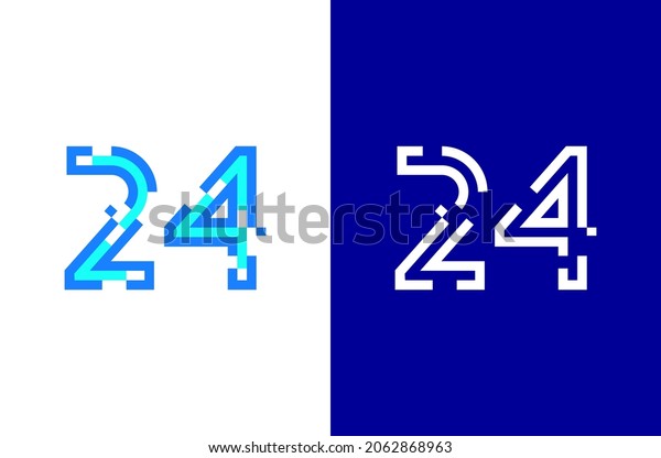 Number 24 Digital Logo Numbers Design Stock Vector (Royalty Free ...