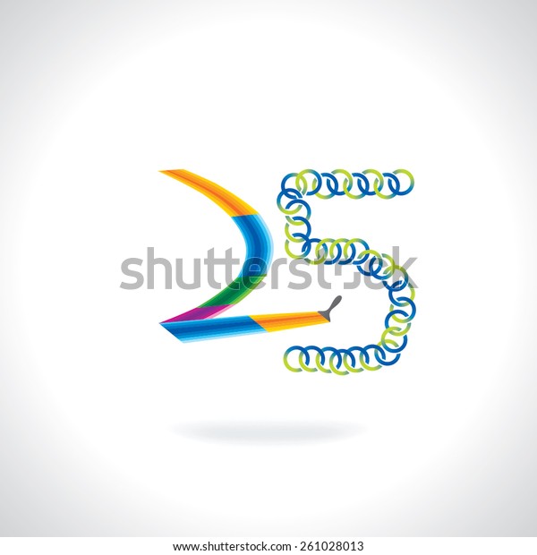 Number 25 Created By Painting Brush Stock Vector (Royalty Free) 261028013