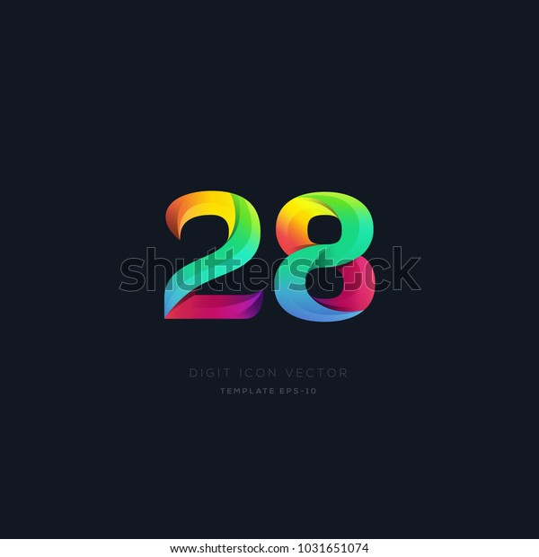 Number 28 Twenty Eight Multi Colour Stock Vector (Royalty Free) 1031651074