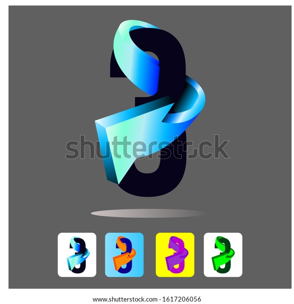 Number 3 Creative Logo Illustration 3d Stock Vector (Royalty Free ...