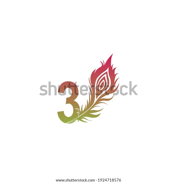Number 3 Feather Logo Icon Design Stock Vector (Royalty Free ...