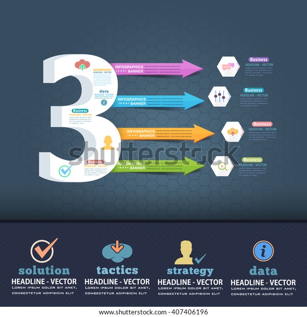 Number 3 Infographics Design Multicolored Arrows Stock Vector (Royalty ...