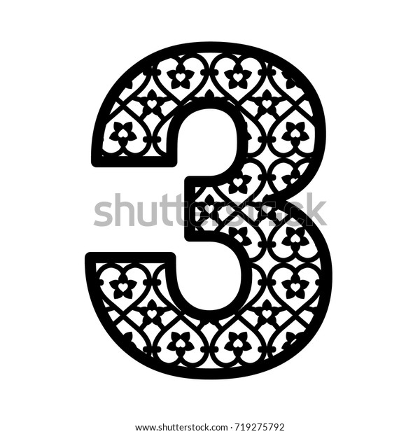 Number 3 Laser Cutting Numeral Character Stock Vector (Royalty Free ...