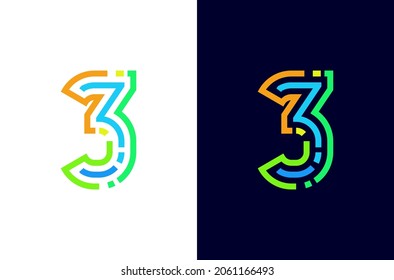 Number 3 Line Logo Dot Square Stock Vector (Royalty Free) 2061166493 ...