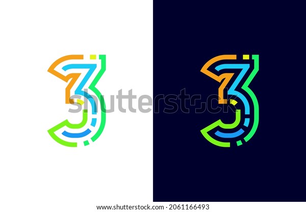 Number 3 Line Logo Dot Square Stock Vector (Royalty Free) 2061166493 ...
