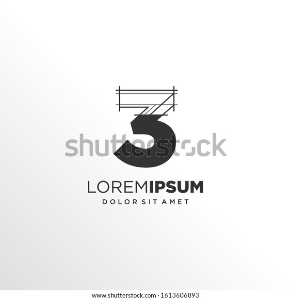 Number 3 Logo Design Architecture Element Stock Vector (Royalty Free ...