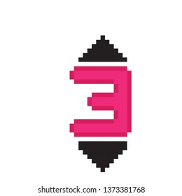 Number 3 Pixel Art Stock Vector (Royalty Free) 1373381768