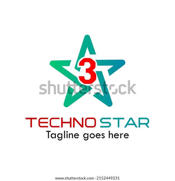 Number 3 Star Logo Template Illustration Stock Vector (Royalty Free ...