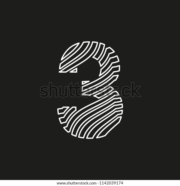 Number 3 Three Curved Lines Motion Stock Vector (Royalty Free ...