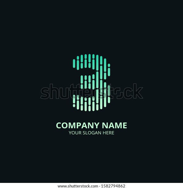 Number 3 Vector Font Alphabet Stripes Stock Vector (Royalty Free ...