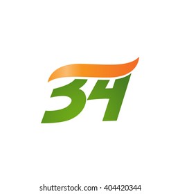Number 34 Swoosh Design Template Logo Stock Vector (Royalty Free ...