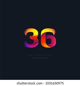 Number 36 Thirty Six Multi Colour Stock Vector (Royalty Free ...