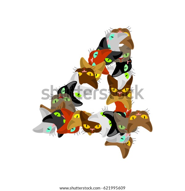 Number 4 Cat Font Cats Number 스톡 벡터(로열티 프리) 621995609 | Shutterstock