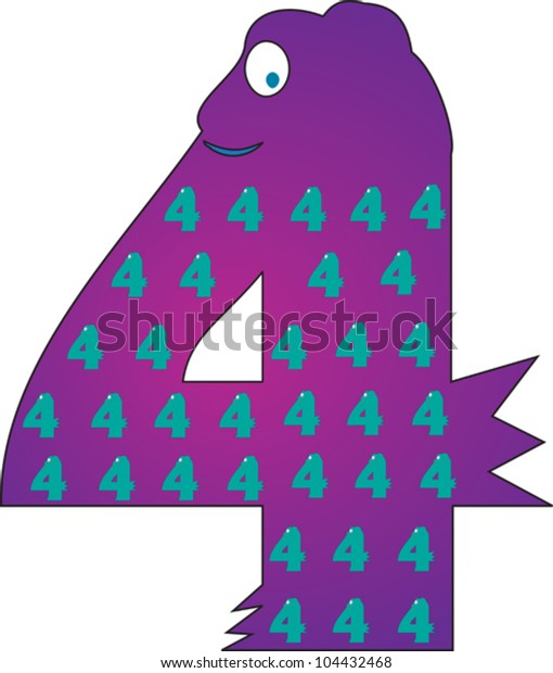 Number 4 Crazy Creature Alphabet Set Stock Vector (Royalty Free) 104432468
