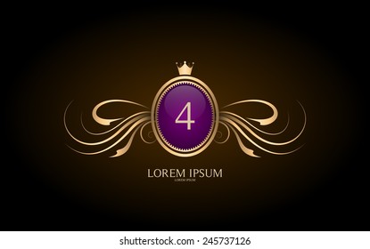 Number 4 Crest Logo Vector Logotype Stock Vector (Royalty Free ...