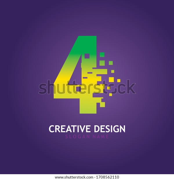 Number 4 Digital Pixel Logo Design Stock Vector (Royalty Free ...