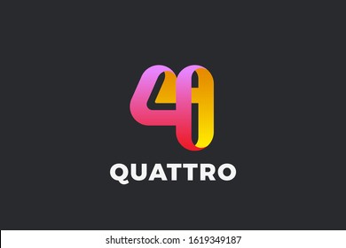 Number 4 Four Logo Design Vector: vector de stock (libre de regalías ...