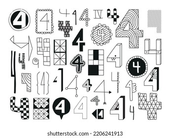 3,393 Number 4 Doodle Images, Stock Photos & Vectors | Shutterstock