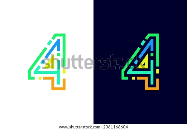 Number 4 Line Logo Dot Square Stock Vector (Royalty Free) 2061166604 ...