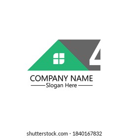 Number 4 Logo Icon Monogram House Stock Vector (Royalty Free ...