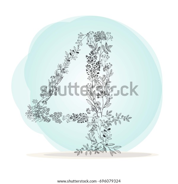 Number 4 Made Leaves Grass Vector Stock Vector (Royalty Free) 696079324 ...