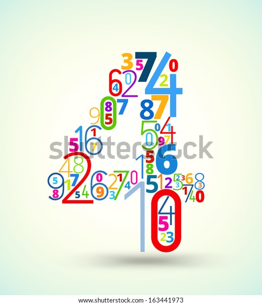 Number 4 Rainbow Colored Numbers Typography Stock Vector (Royalty Free ...