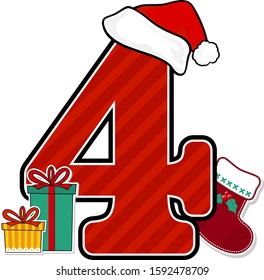 Number 4 Red Santas Hat Christmas Stock Vector (Royalty Free ...