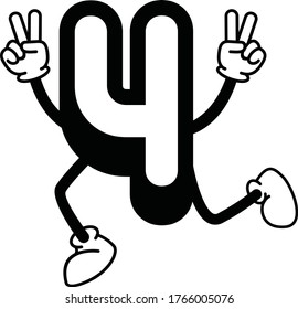 Number 4 Vector Icon Animation Character Stock Vector (Royalty Free ...