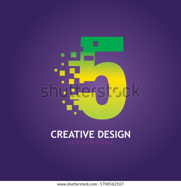 Number 5 Digital Pixel Logo Design Stock Vector (Royalty Free ...