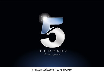 Number 5 Five Logo Design Metal Stock Vector (Royalty Free) 1075800059