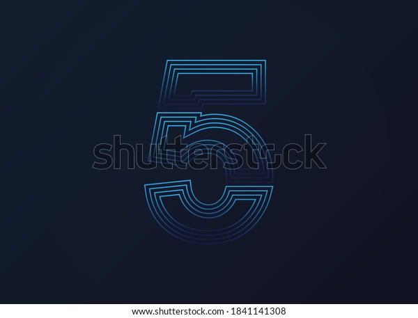 Number 5 Font Digital Technology Design Stock Vector (Royalty Free ...