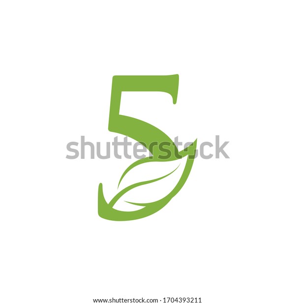 Number 5 Leaf Green Logo Vector Stock Vector (Royalty Free) 1704393211 ...