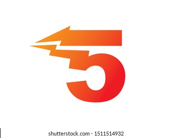 Number 5 Lightning Bolt Logo Symbol Stock Vector (Royalty Free ...
