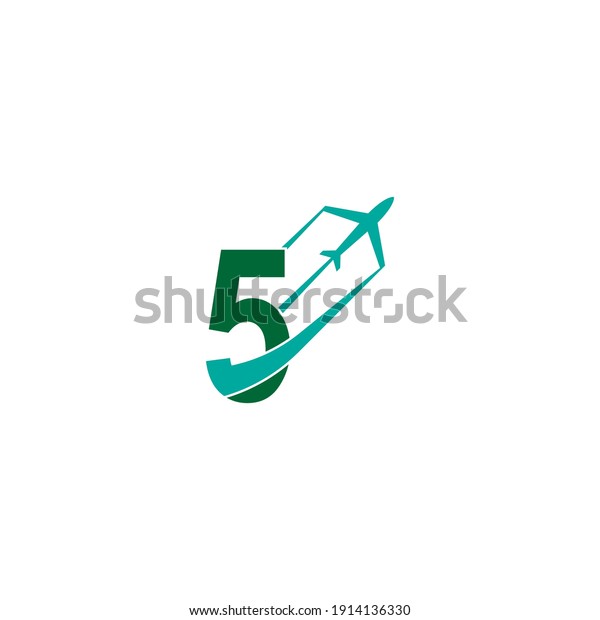 Number 5 Plane Logo Icon Design Stock Vector (Royalty Free) 1914136330 ...