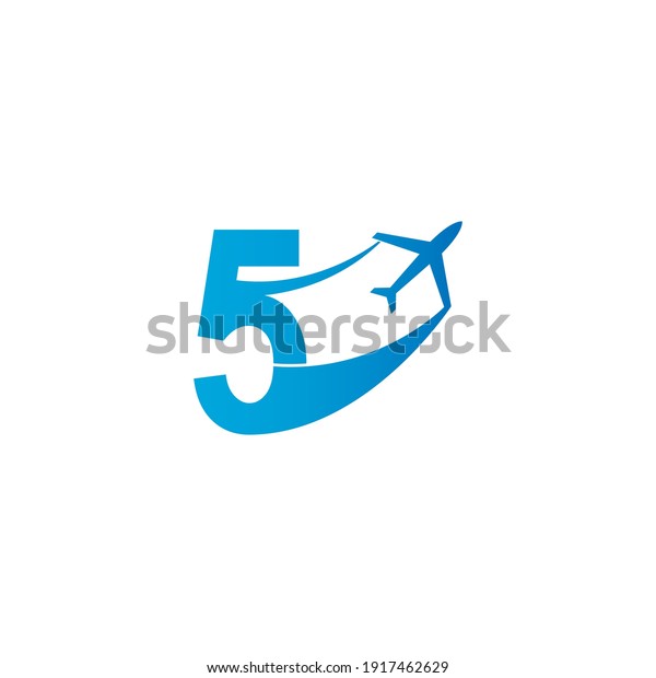 Number 5 Plane Logo Icon Design Stock Vector (Royalty Free) 1917462629 ...