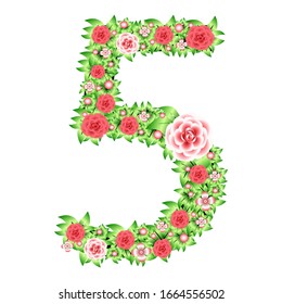 Number 9 Roses Leaves On White Stock Vector (Royalty Free) 1664556517 ...