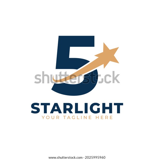Number 5 Star Swoosh Logo Design Stock Vector (Royalty Free) 2025995960 ...