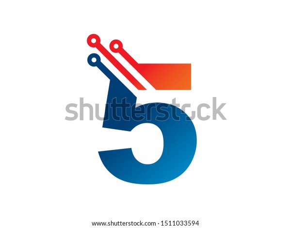 Number 5 Technology Logo Symbol Template Stock Vector (Royalty Free ...