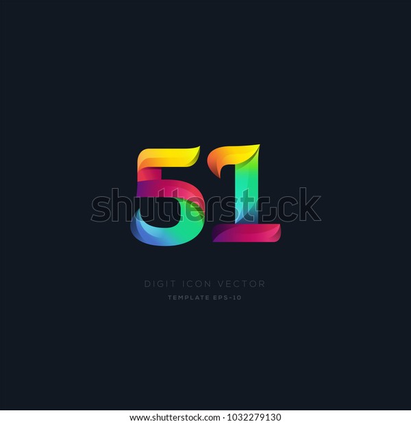 Number 51 Fifty One Multi Colour Stock Vector (Royalty Free) 1032279130 ...