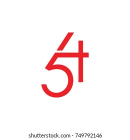 Number 54 Linked Line Art Logo Stock Vector (Royalty Free) 749792146