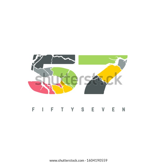 Number 57 Vector Font Alphabet Modern Stock Vector (Royalty Free ...