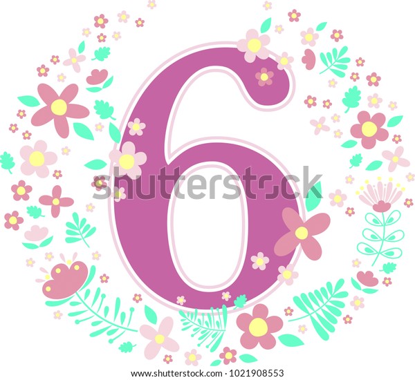 Number 6 Decorative Flowers Design Elements Stock Vector (Royalty Free ...