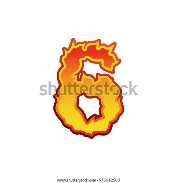 Number 6 Fire Flames Font Six Stock Vector (Royalty Free) 575012503 ...