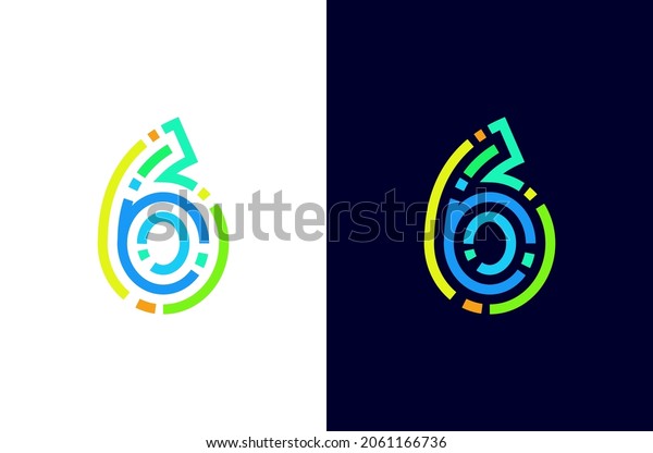 Number 6 Line Logo Dot Square Stock Vector (Royalty Free) 2061166736