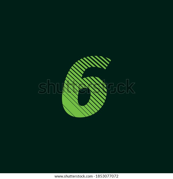 Number 6 Six Green Texture Sloping Stock Vector (Royalty Free ...