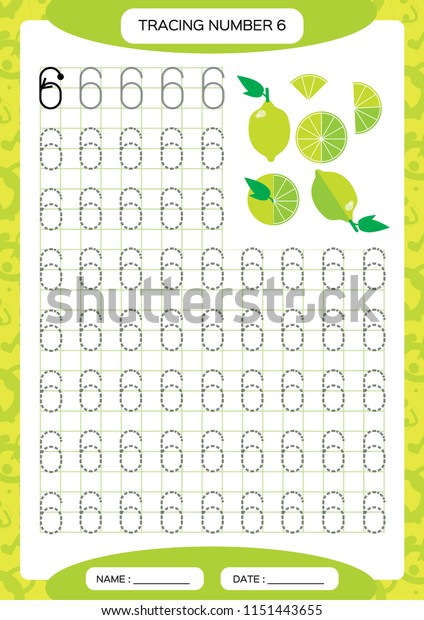 Number 6 Six Tracing Worksheet Green Stock Vector (Royalty Free ...