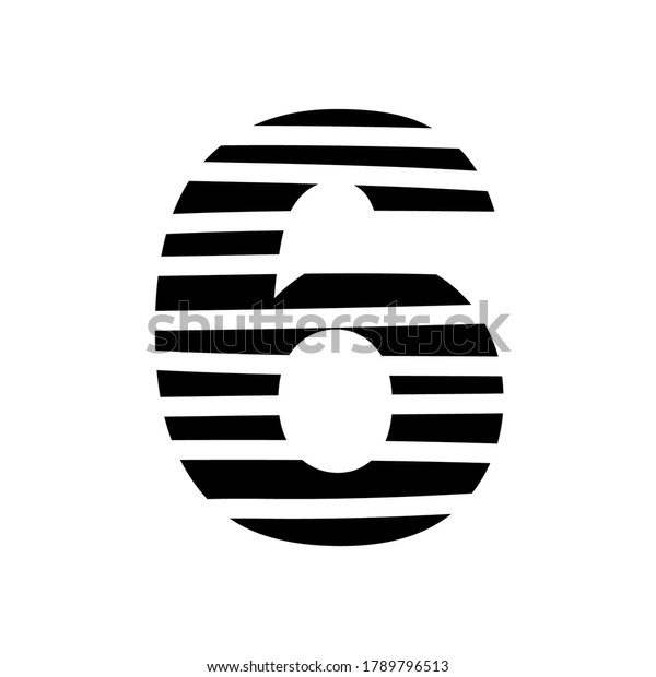 Number 6 Striped Mottled Font Isolated Stock Vector (Royalty Free ...