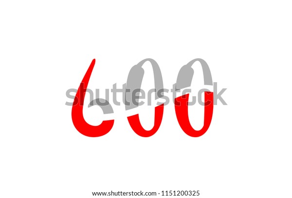 Number 600 Logo Design Grey Red Stock Vector (Royalty Free) 1151200325 ...